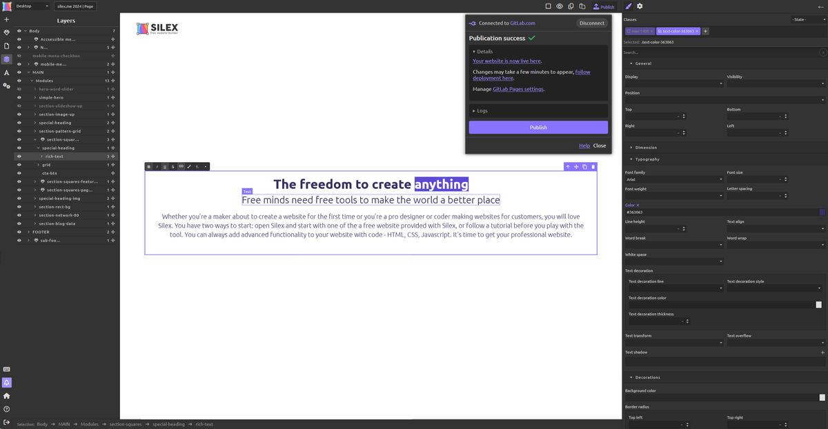 Silex: Free Website Builder, Libre Software, Open-Source No-Code